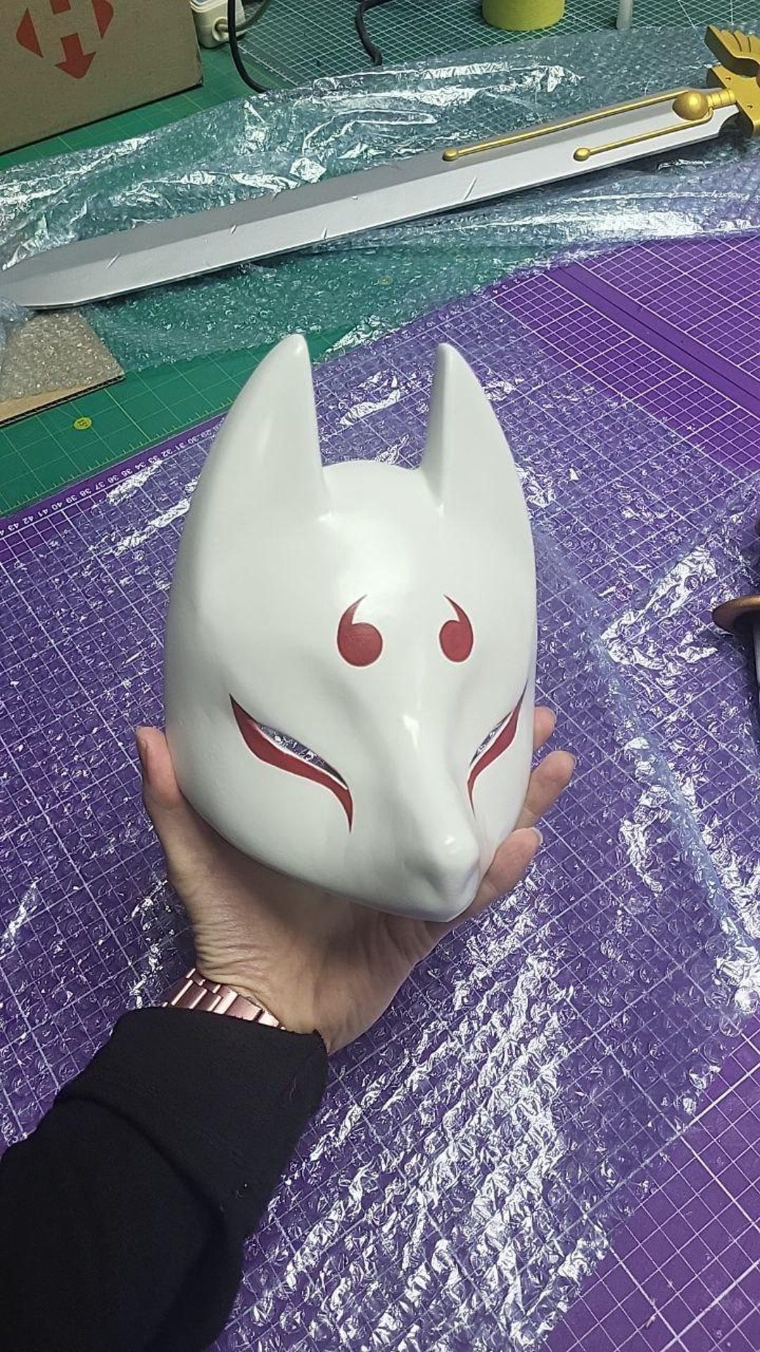 Japanese Kitsune Fox Demon Mask | FINISHED&PAINTED - Etsy