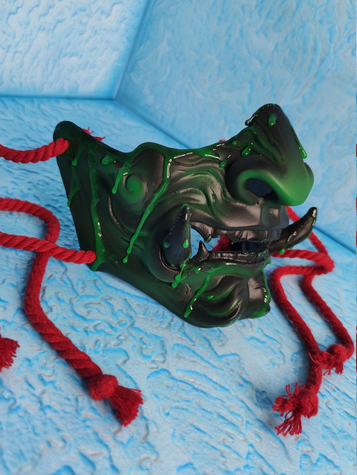 Japanese Samurai Oni Demon Half Mask FINISHED&PAINTED | Etsy