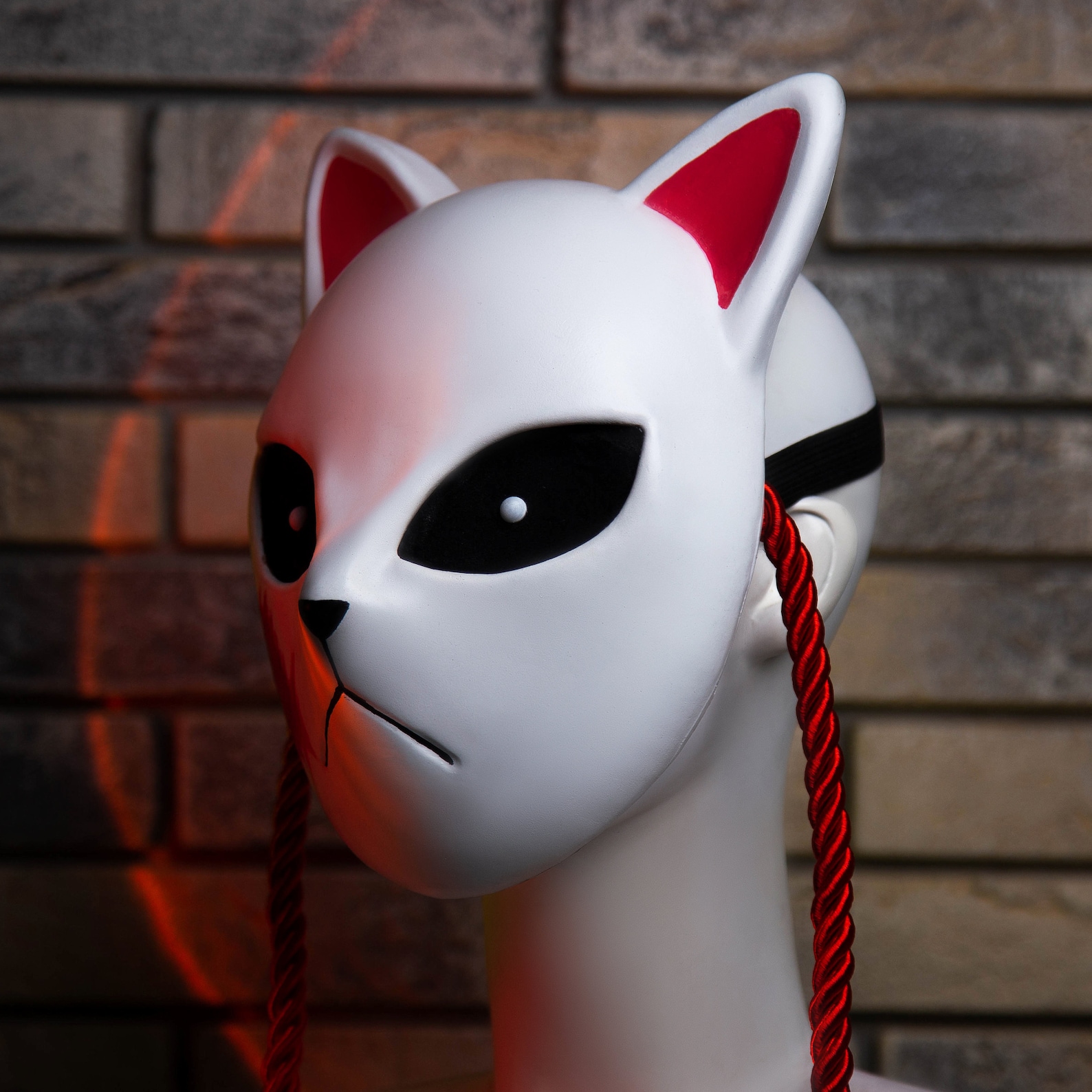 Japanese Kitsune Fox Demon Mask With Scar FINISHED&PAINTED | Etsy