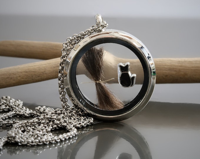 Pet Remembrance Necklace Cat Hair Locket Cat Jewellery Black DIY ...
