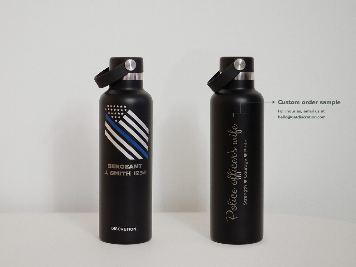 Personalized 25oz Thin Blue Line Police Water Bottle, Holiday Gifts for ...
