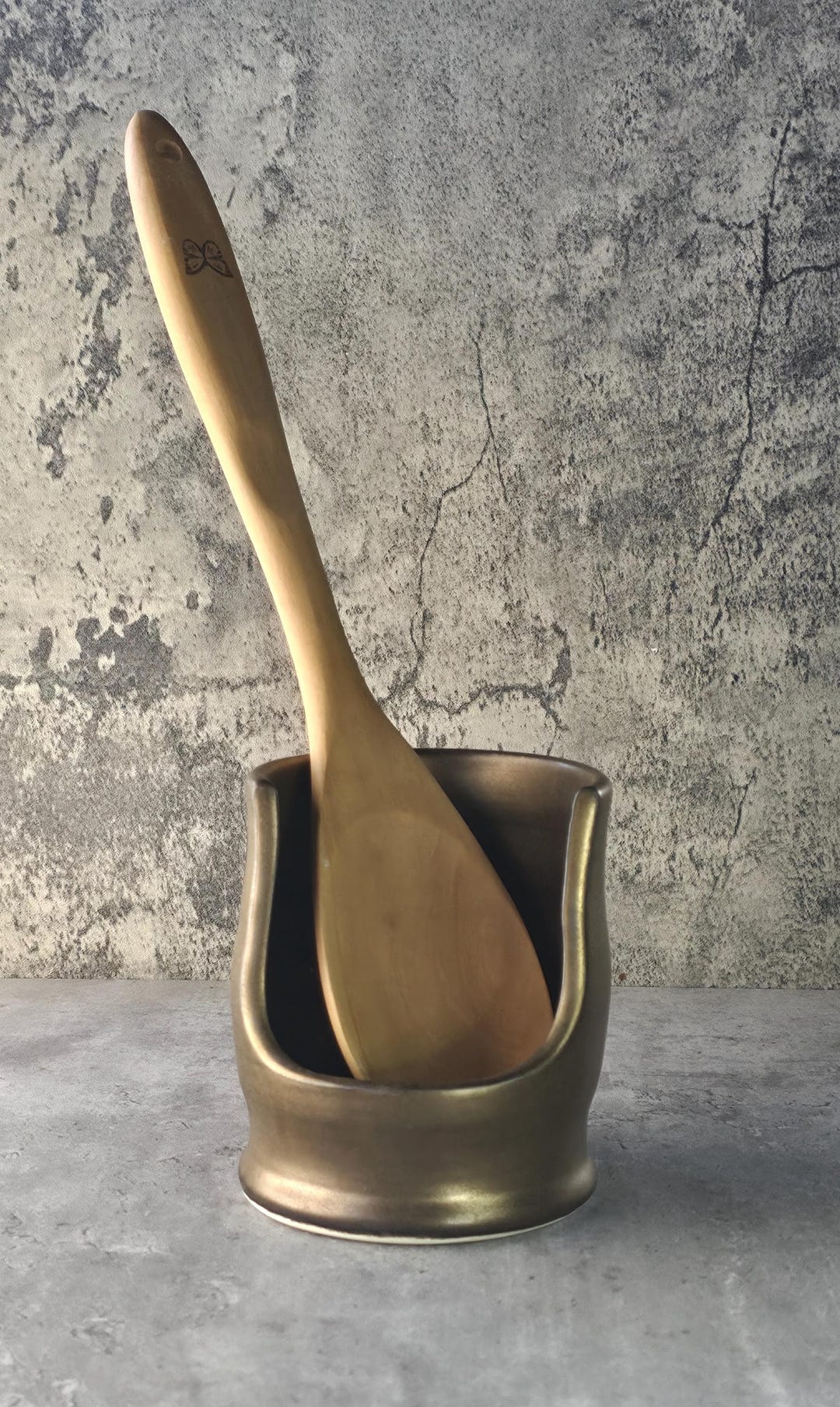 Handmade Ceramic Standing Spoon Rest, Dishwasher Safe, Gold Glaze - Etsy