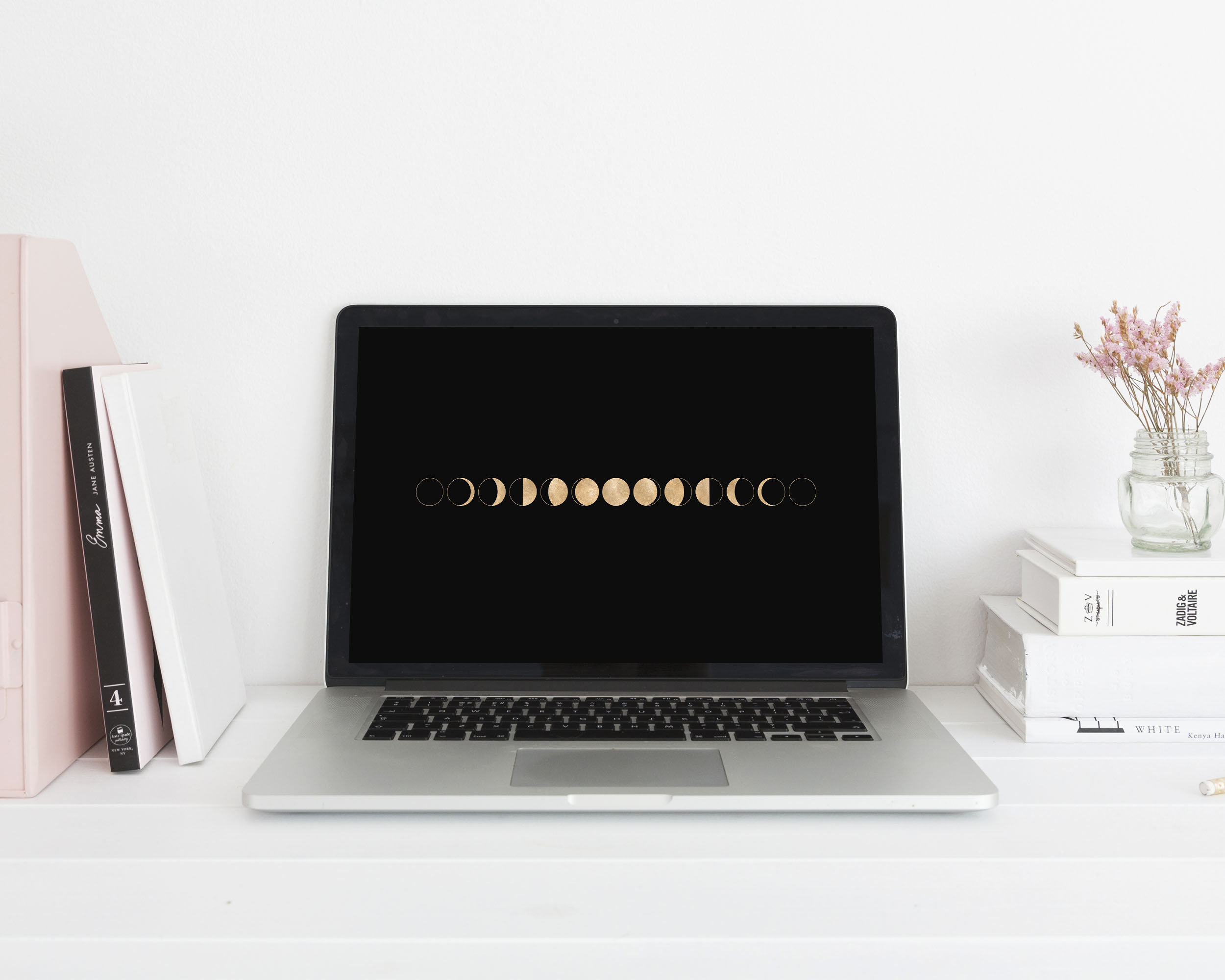 Desktop Wallpaper Moon Phases Laptop Background Minimalist - Etsy