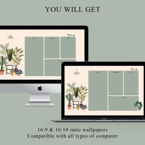 Desktop Wallpaper Organizer for Plant Lovers | Minimalist Laptop ...