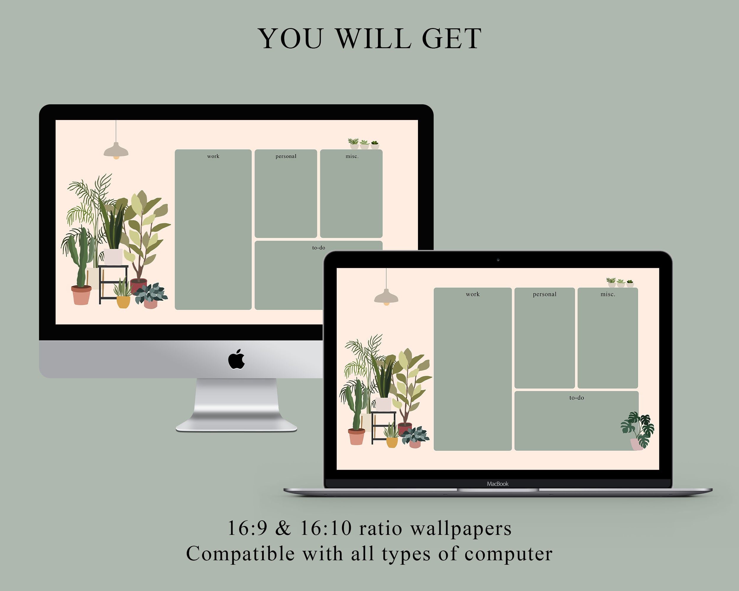 Desktop Wallpaper Organizer for Plant Lovers | Minimalist Laptop ...