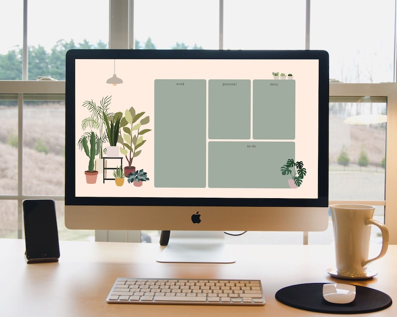 Desktop Wallpaper Organizer for Plant Lovers | Minimalist Laptop ...