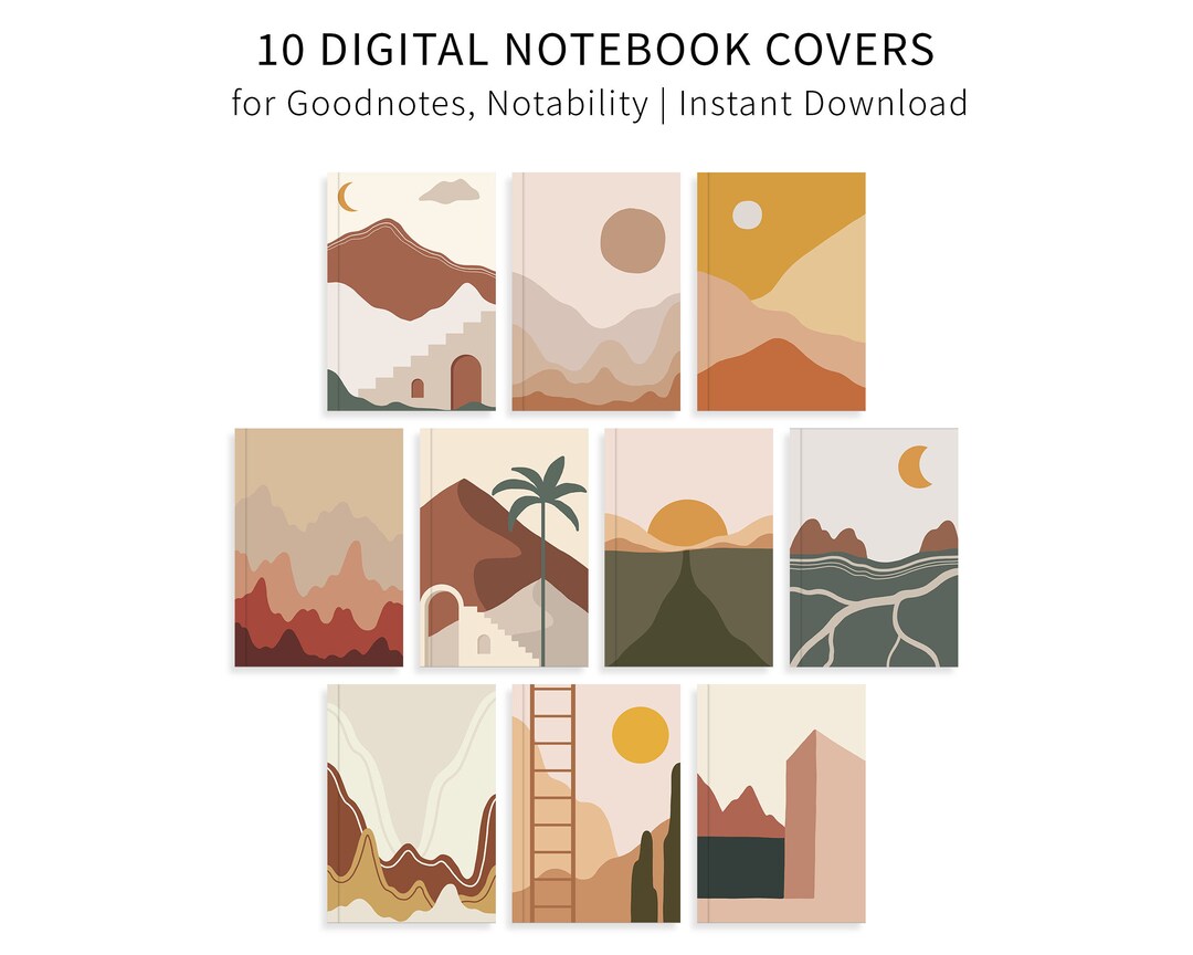 10 Digital Notebook Covers for Goodnotes, Notability | Boho Landscape ...