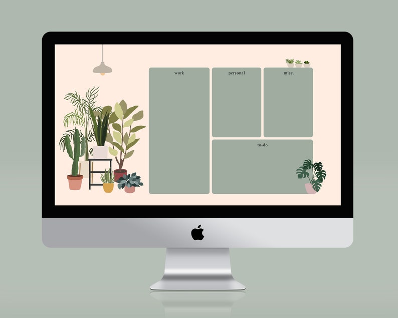 Desktop Wallpaper Organizer for Plant Lovers | Minimalist Laptop ...