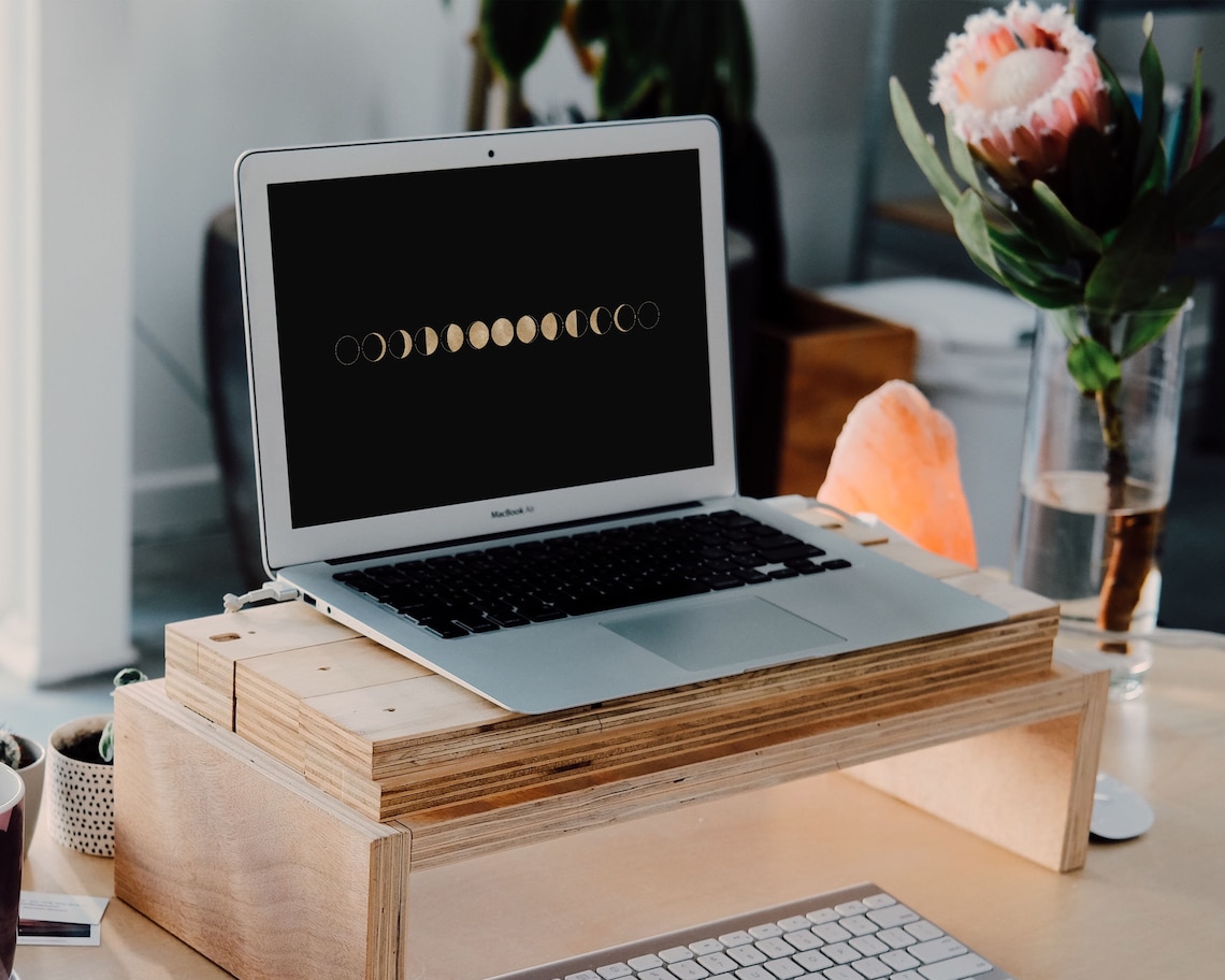 Desktop Wallpaper Moon Phases Laptop Background Minimalist | Etsy