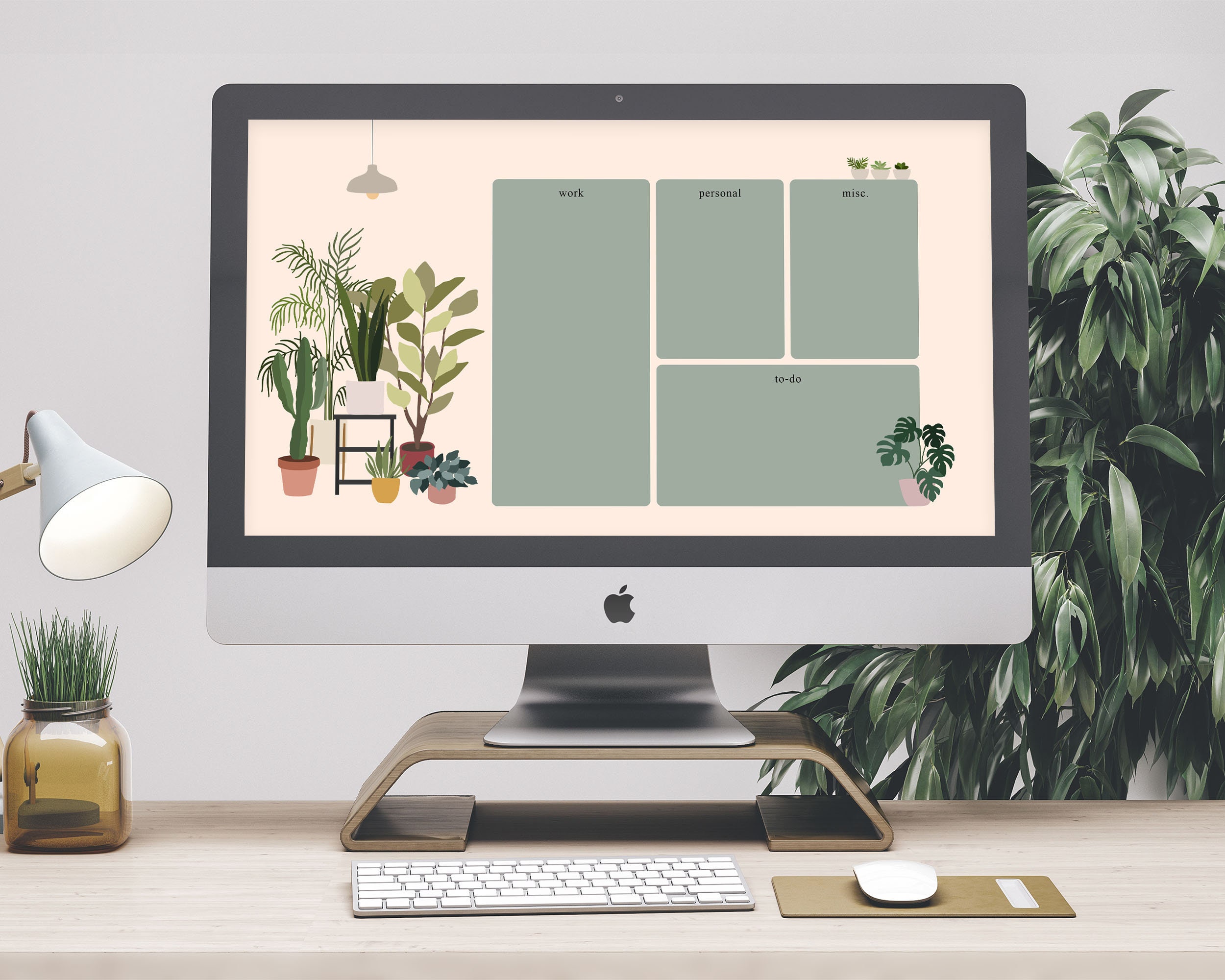 Desktop Wallpaper Organizer for Plant Lovers | Minimalist Laptop ...