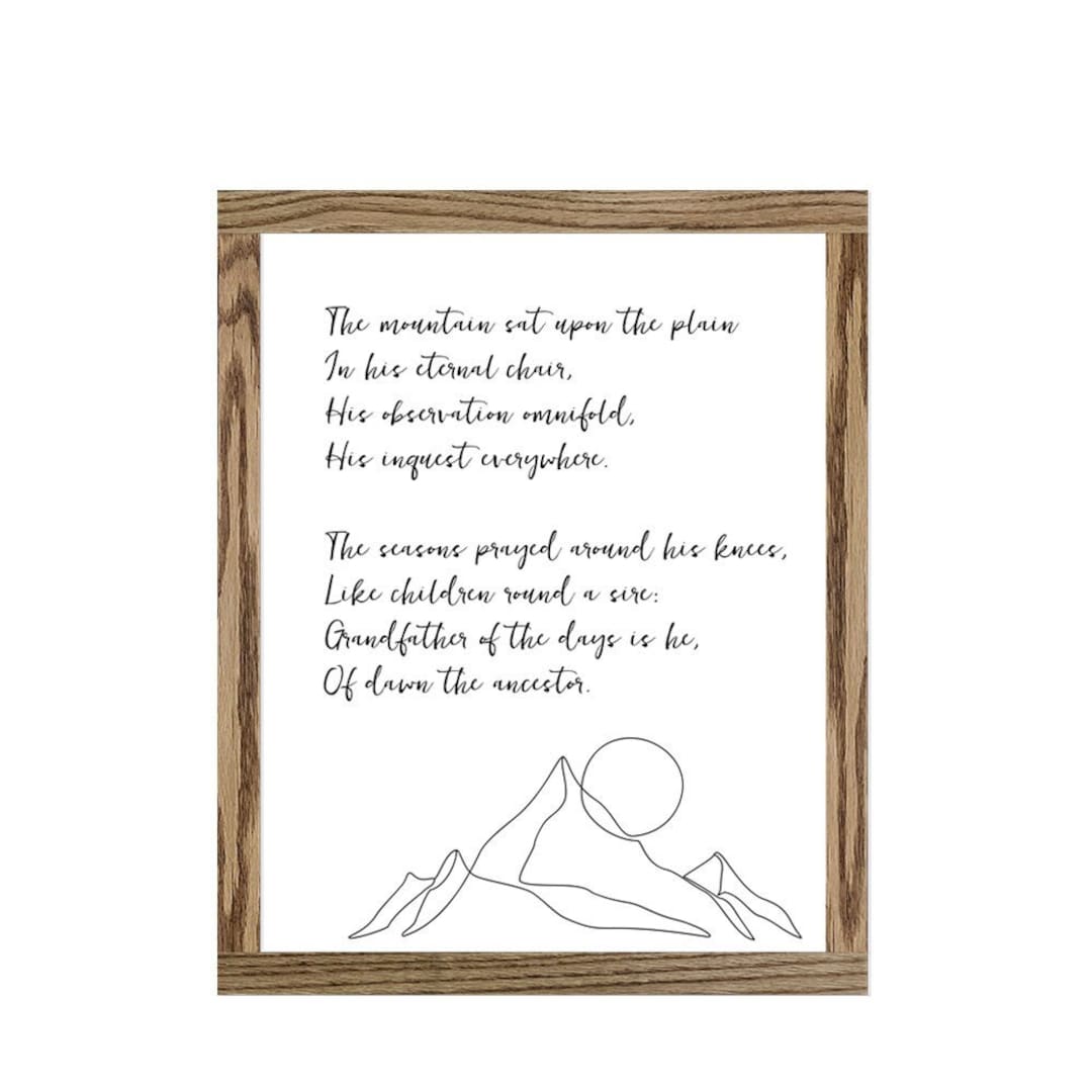 Mountain Line Poem Wall Hanging Farmhouse Word Wall Art Nature Poem ...