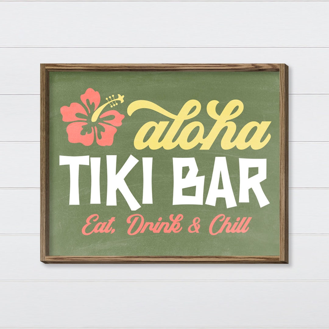 Aloha Tiki Bar Wall Hanging - Tropical Wall Art - Beach Tiki Bar Décor ...