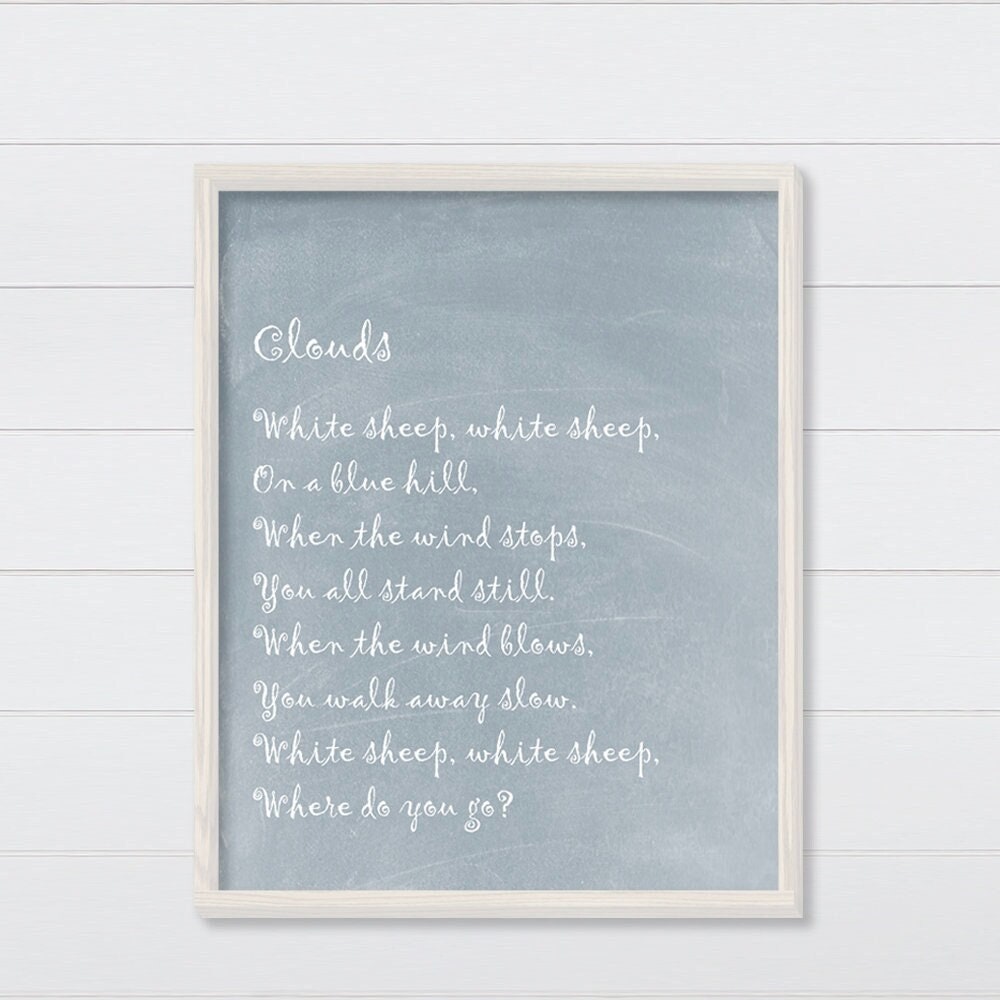 Clouds Poem Wall Hanging Farmhouse Word Wall Art Poem Wall Decor - Etsy