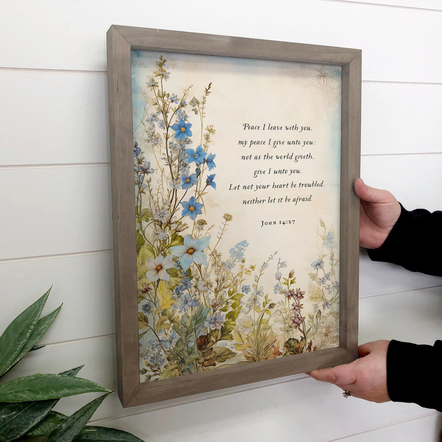 Calming Christian Religious Home Decor - Peace Scripture Flowers ...