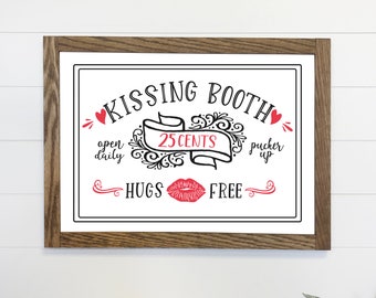 Kissing Booth Sign Sign, Valentine's Day Sign, Rustic Farmhouse Wall ...