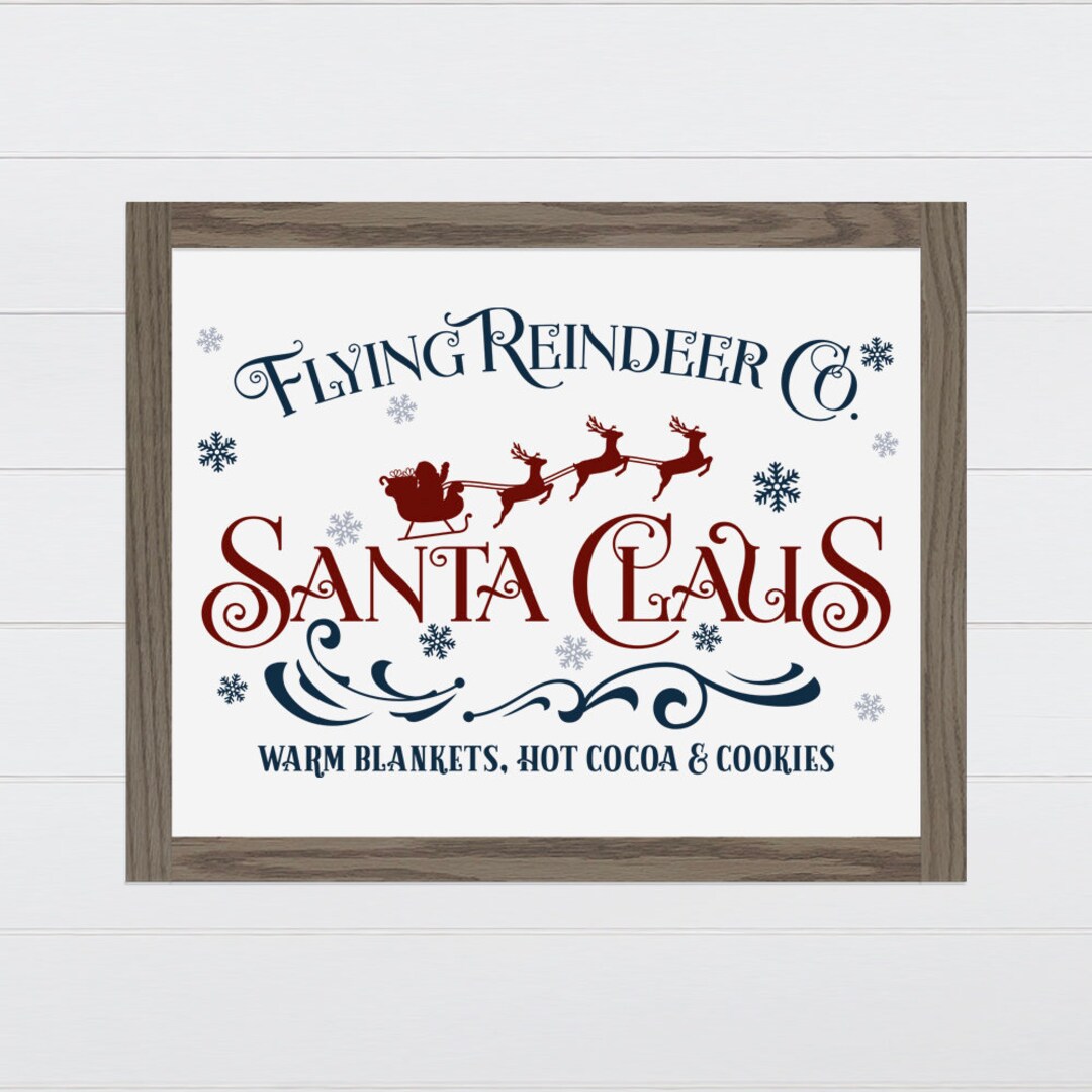 Custom Flying Reindeer Co. Sign Farmhouse Christmas Santa & Reindeer ...
