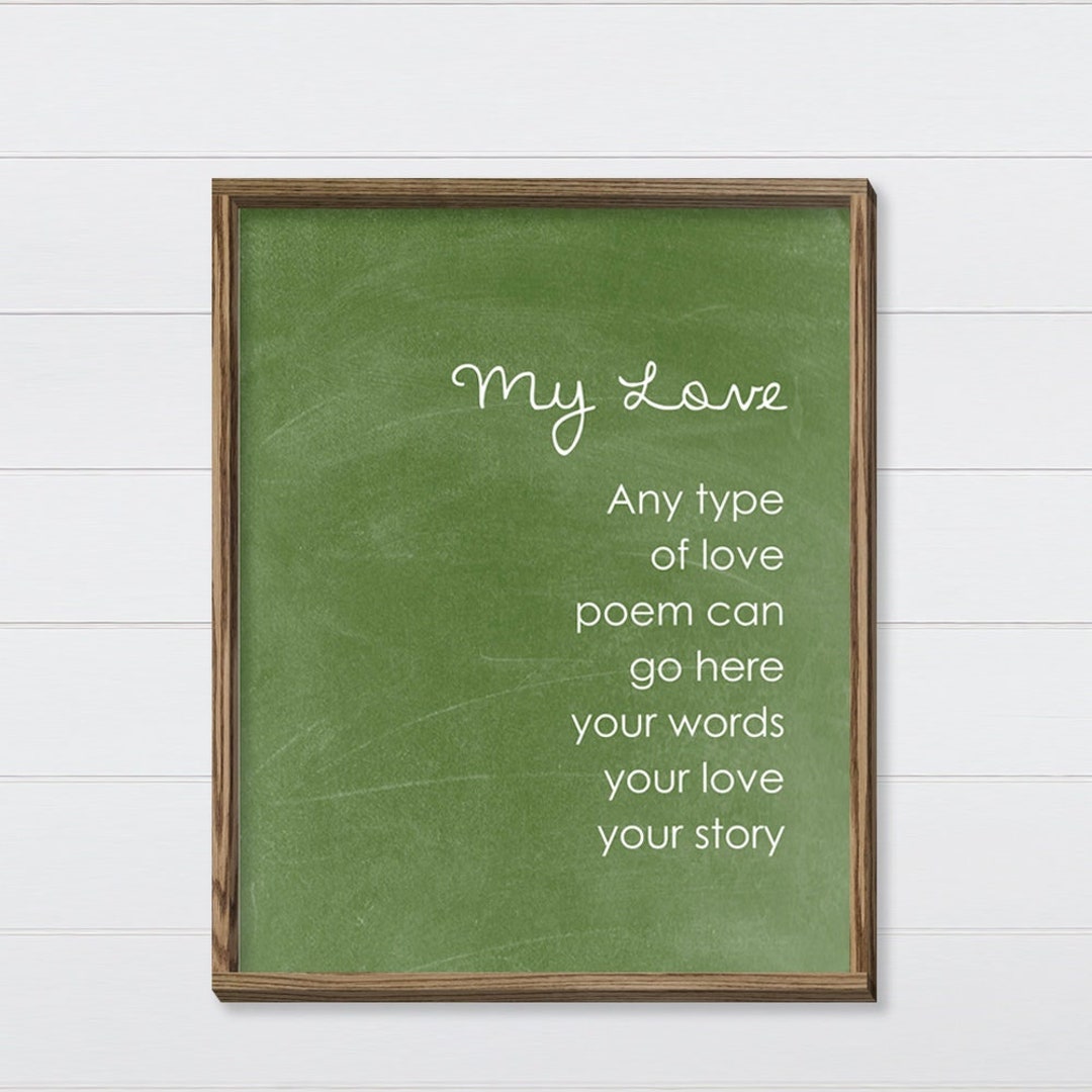 Love Poem on Green Chalkboard Custom Love Poem Wall Art - Etsy