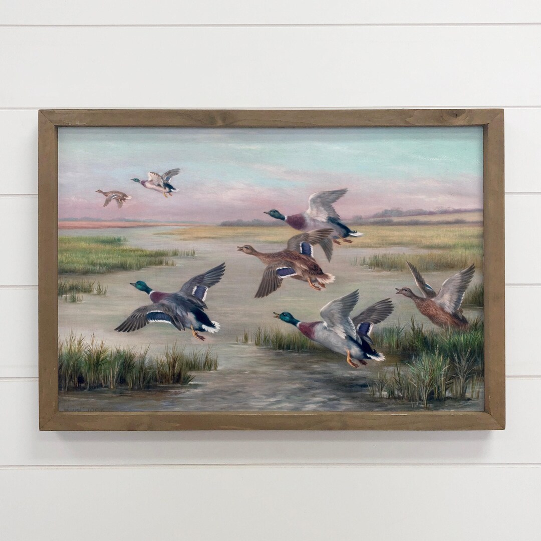 Made in USA Wildlife Canvas Wall Art - Ducks in Flight - Duck Canvas ...