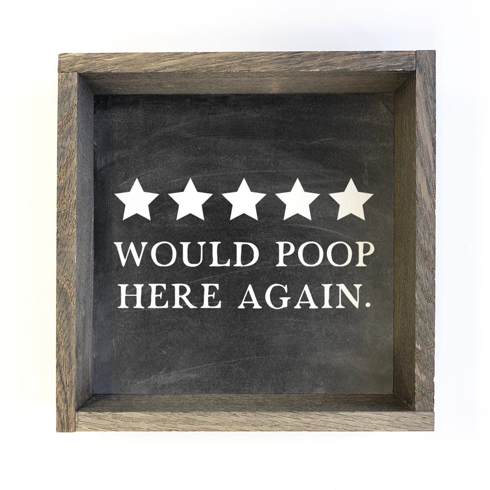 Funny Bathroom Signs-wood Poop Here Again Small Canvas Sign With ...