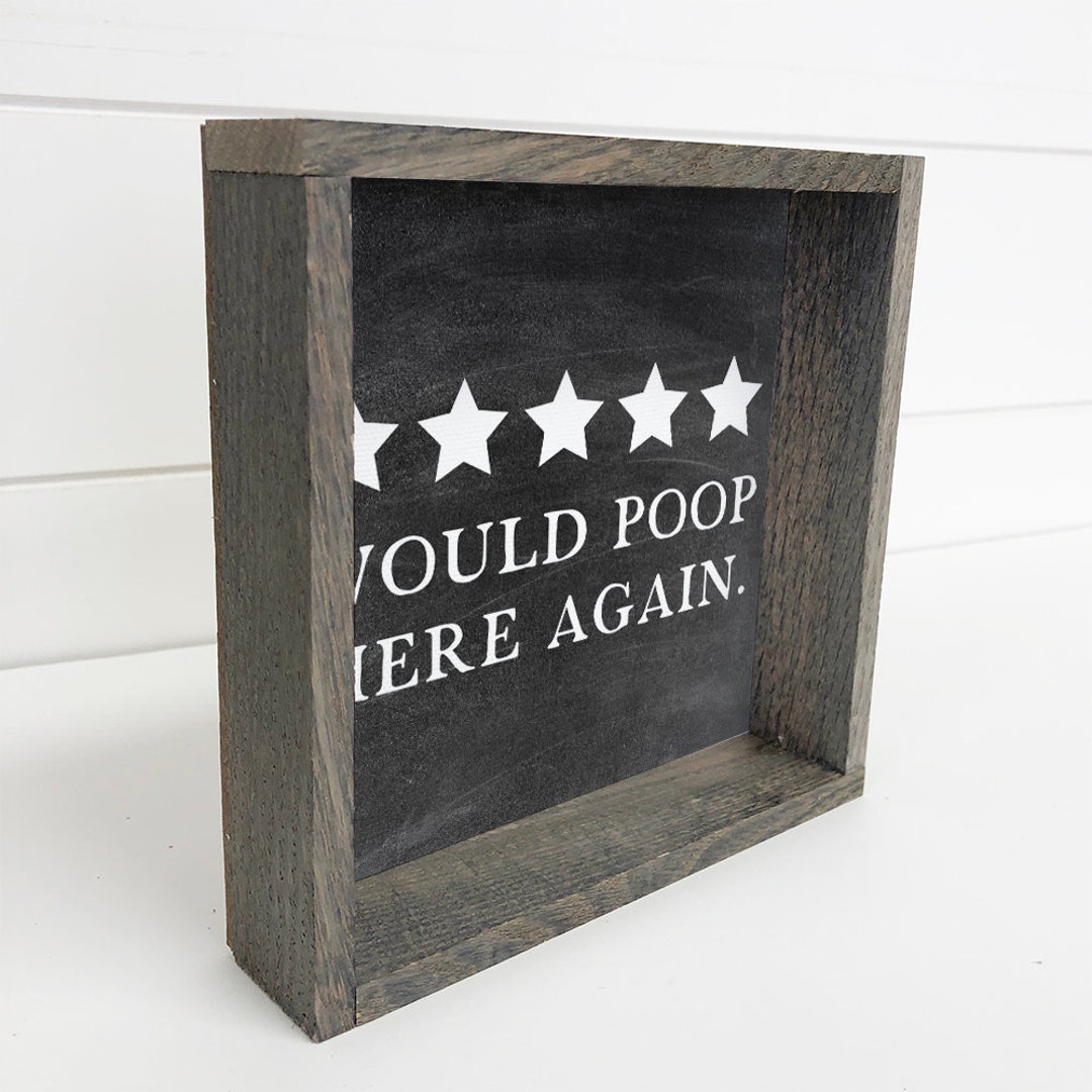 Funny Bathroom Signs-wood Poop Here Again Small Canvas Sign With ...