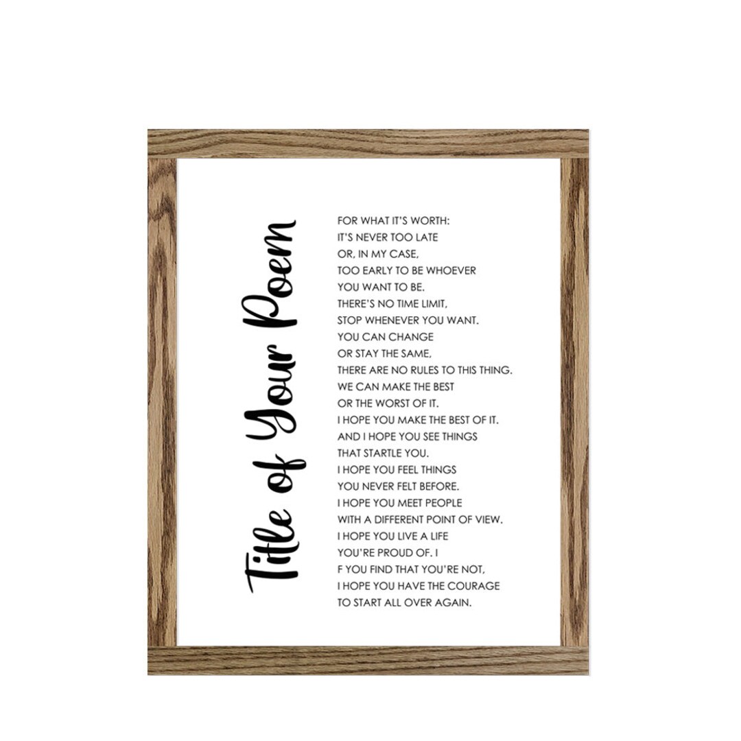 Side Title Poem Custom Word Art Custom Poem Wall Hanging Meaningful ...