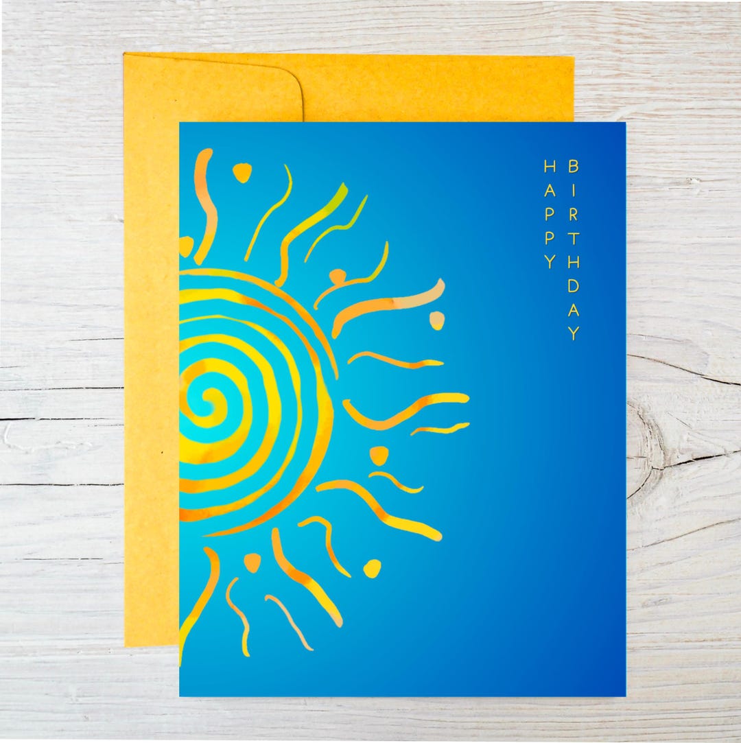 Sun Birthday Card ~ Celestial Greeting Card ~ Batik Happy Birthday Card ...