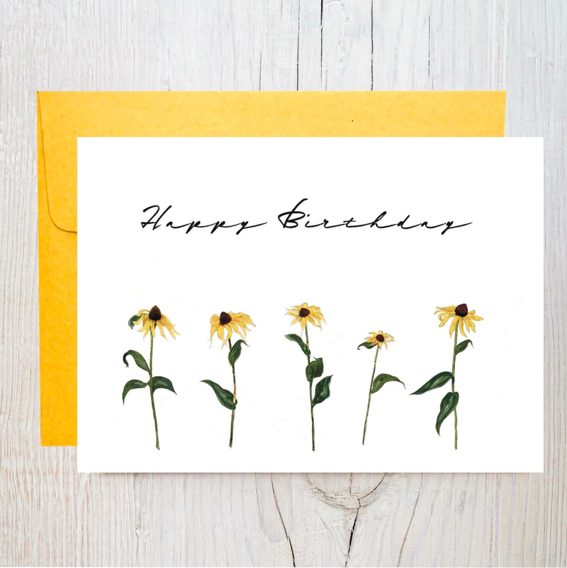 Botanical Birthday Card Happy Birthday Card Black-eyed - Etsy