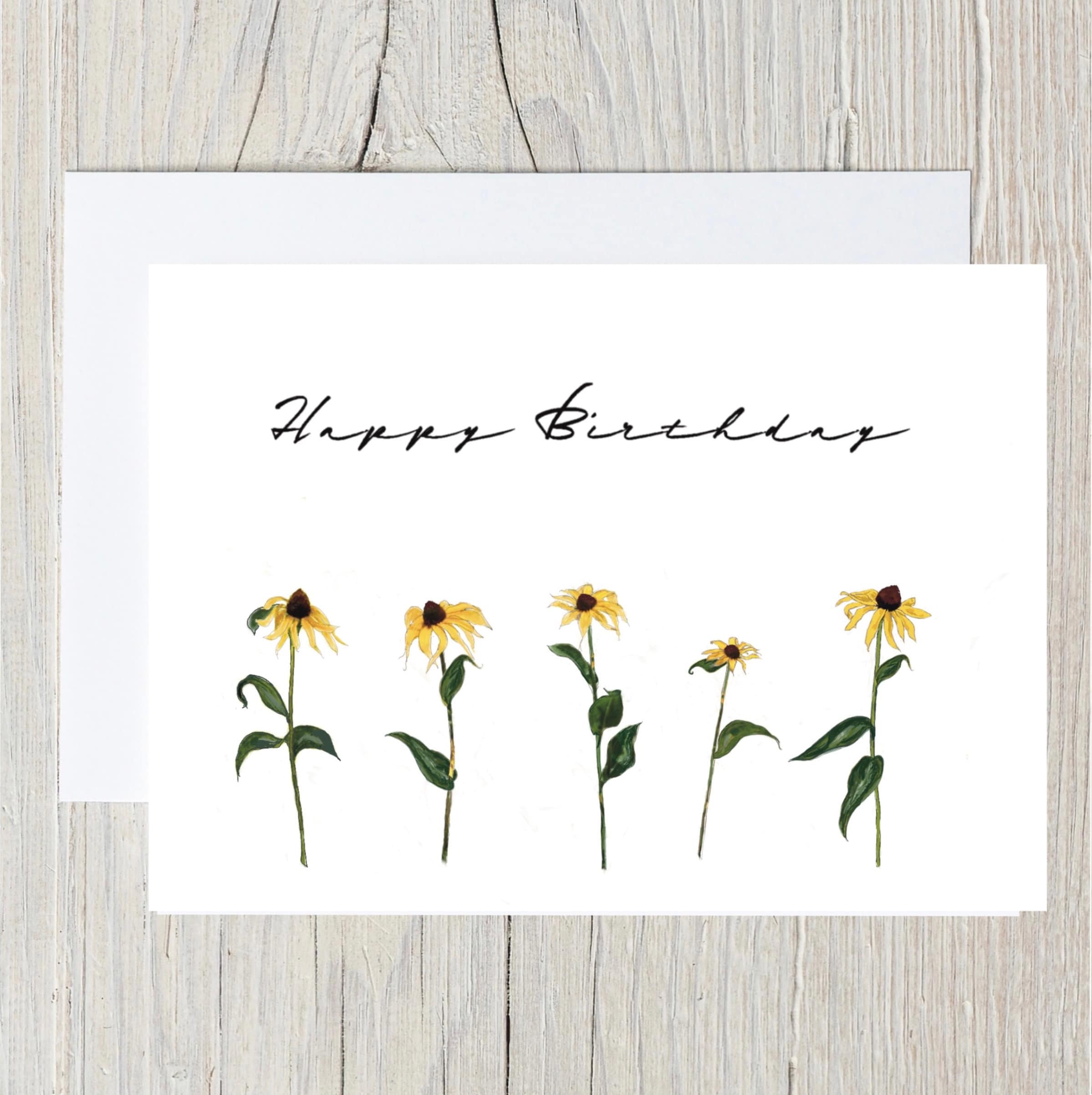 Botanical Birthday Card Happy Birthday Card Black-eyed - Etsy