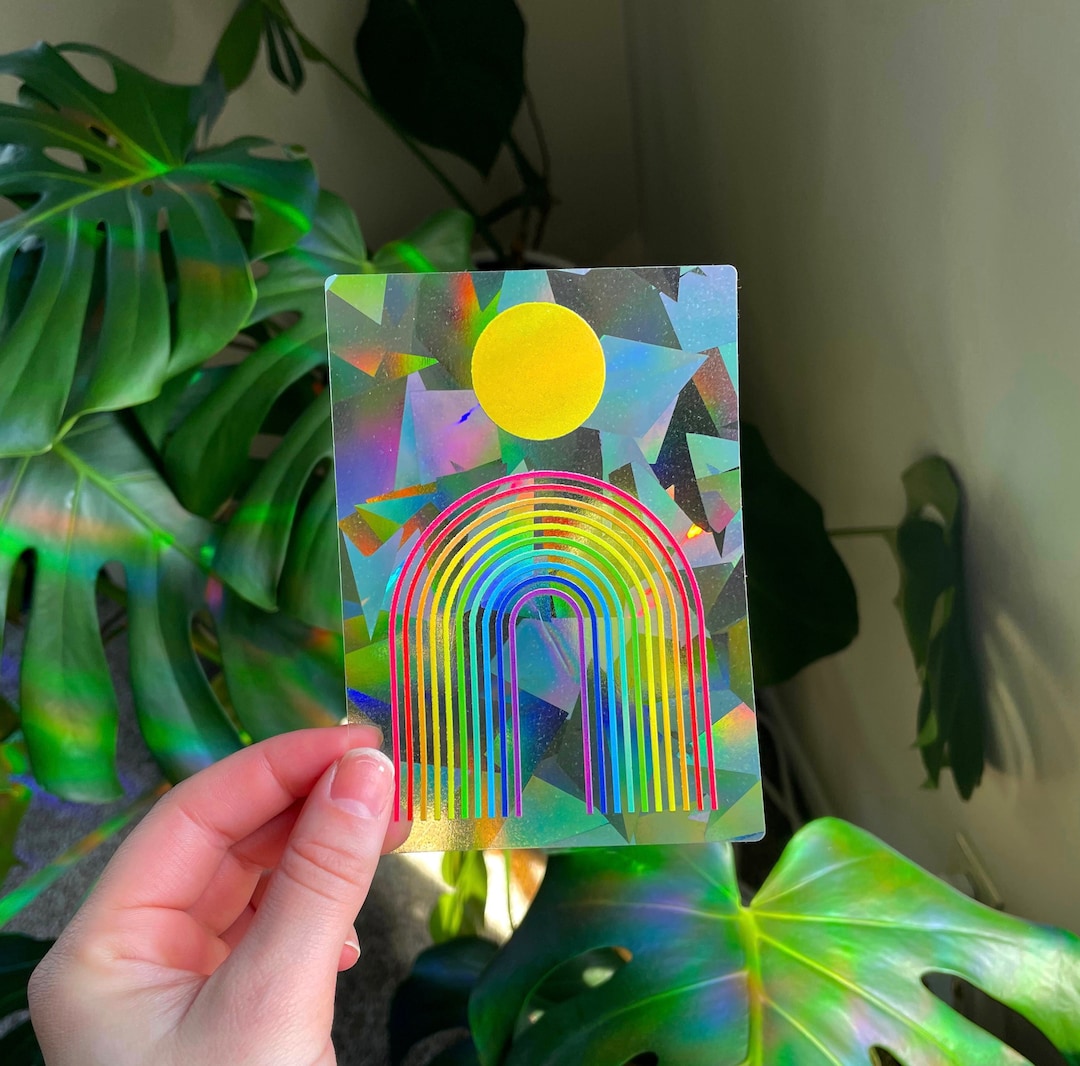 Rainbow and Sun Suncatcher Sticker ~ Refracting Light Sticker ~ Rainbow ...