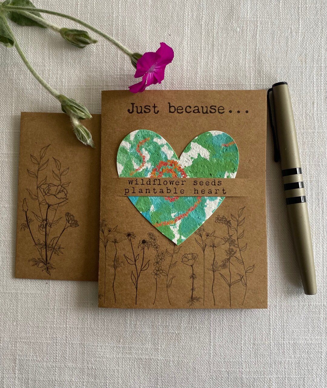 Seed Heart Card Wildflower Seed Card Plantable Greeting - Etsy