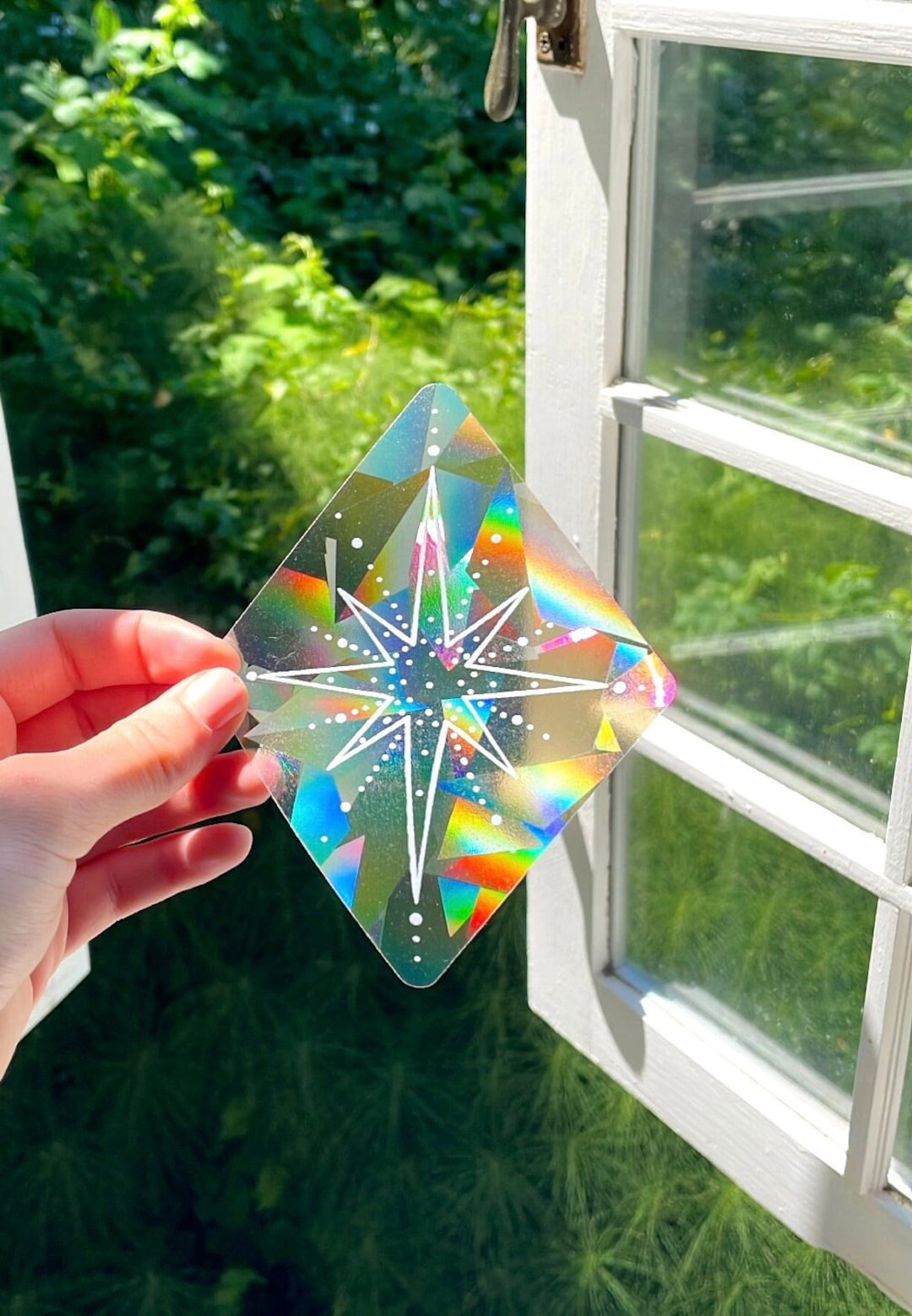 White Star Sun Catcher: Removable Window Decal, Rainbow Maker - Etsy