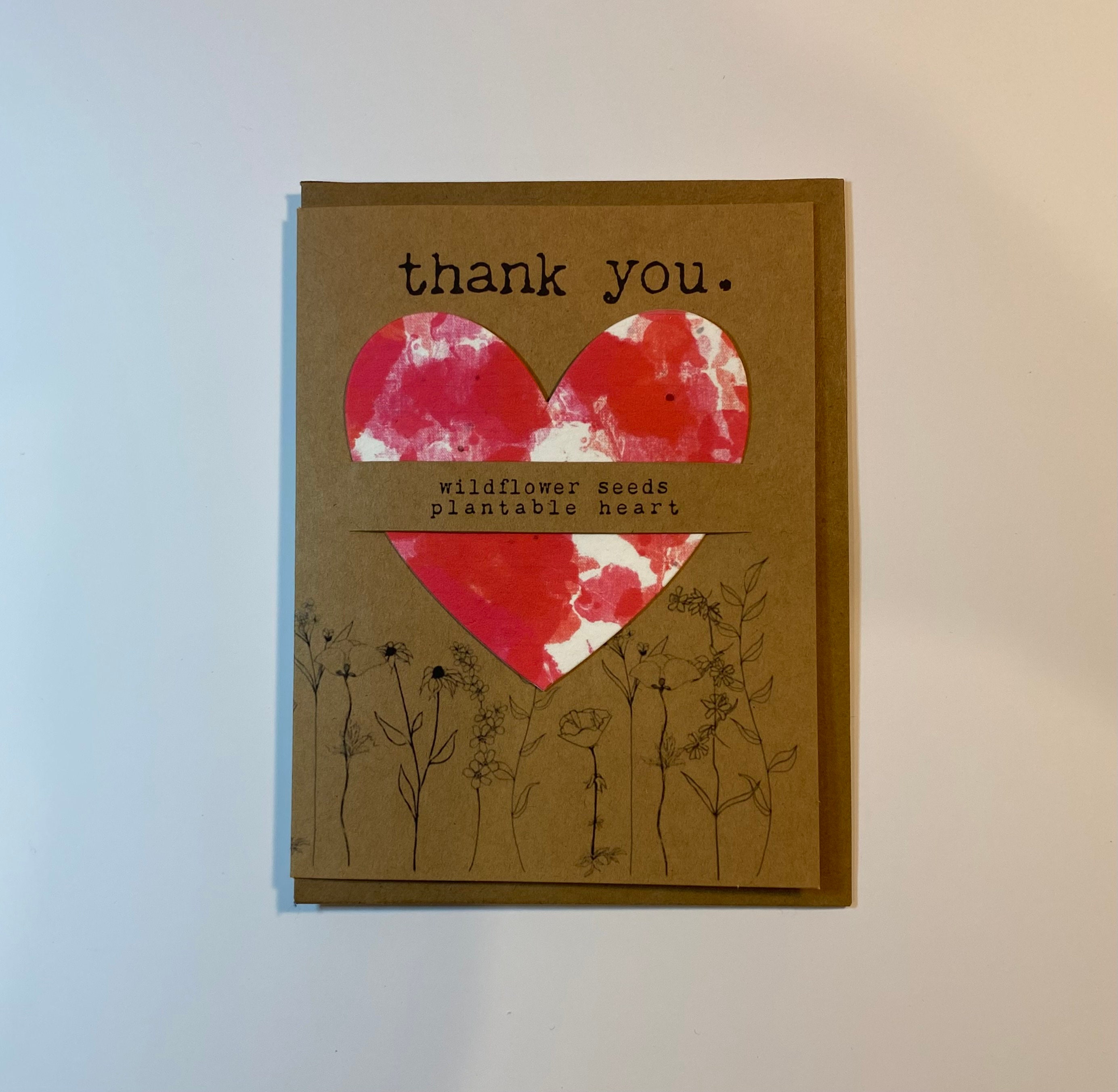 Wildflower Seed Plantable Heart Card: Thank You, Eco Friendly - Etsy