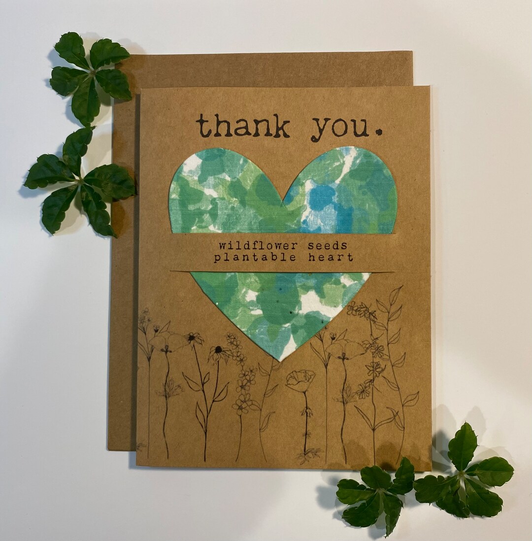 Wildflower Seed Plantable Heart Card: Thank You, Eco Friendly - Etsy