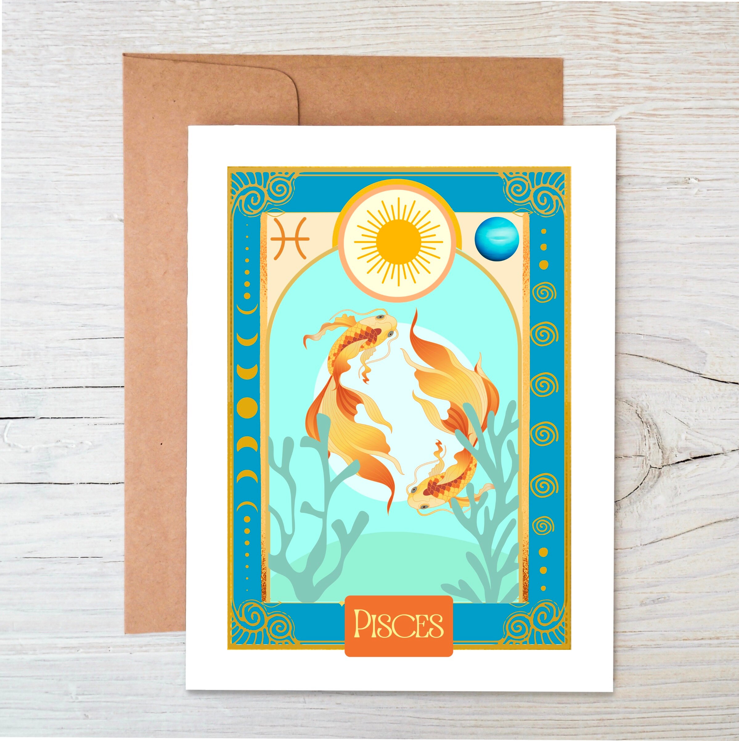 Pisces Birthday Card: Two Fish Zodiac Art, Eco-friendly - Etsy