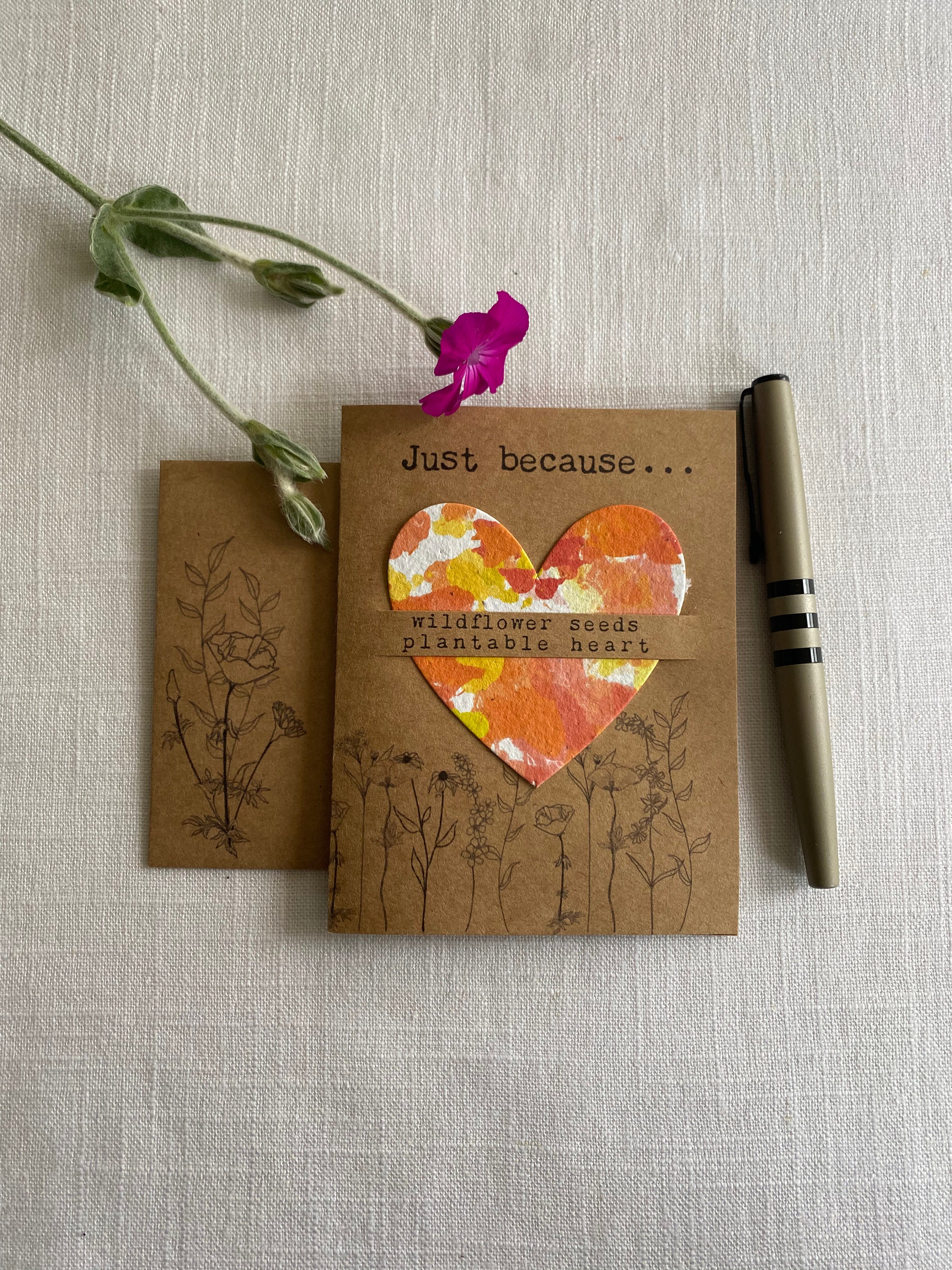 Seed Heart Card Wildflower Seed Card Plantable Greeting - Etsy