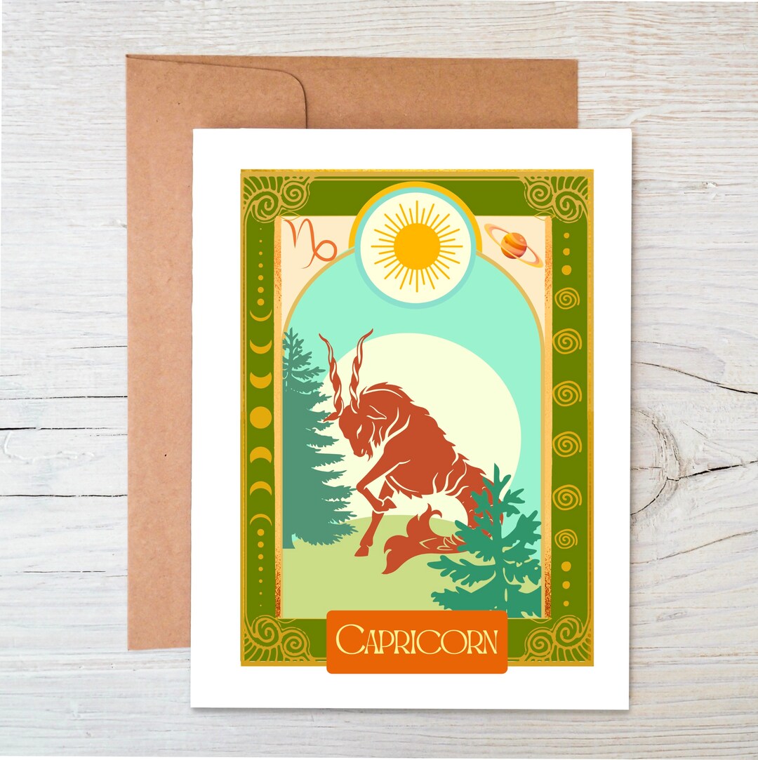 Capricorn Birthday Card: Zodiac Astrology Greeting Card - Etsy