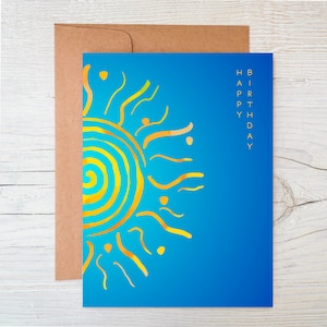 Sun Birthday Card ~ Celestial Greeting Card ~ Batik Happy Birthday Card ...