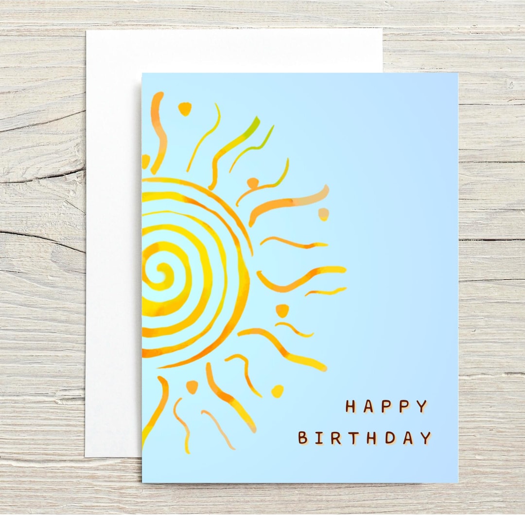 Sun Birthday Card ~ Celestial Greeting Card ~ Batik Happy Birthday Card ...