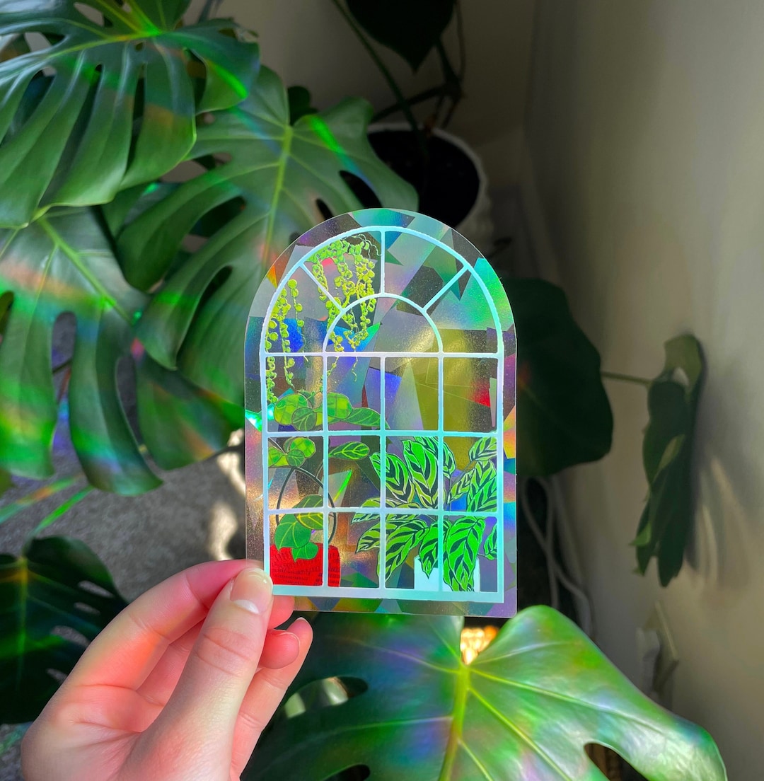 Houseplant Sun Catcher Sticker: Removable Window Decal, Rainbow Maker ...
