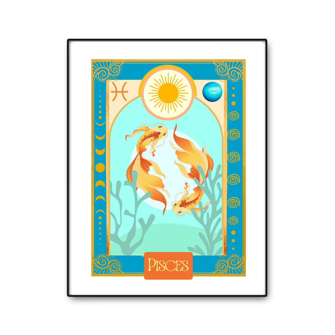 Zodiac Pisces Art Print ~ Celestial Print ~ Astrology Wall Art ...