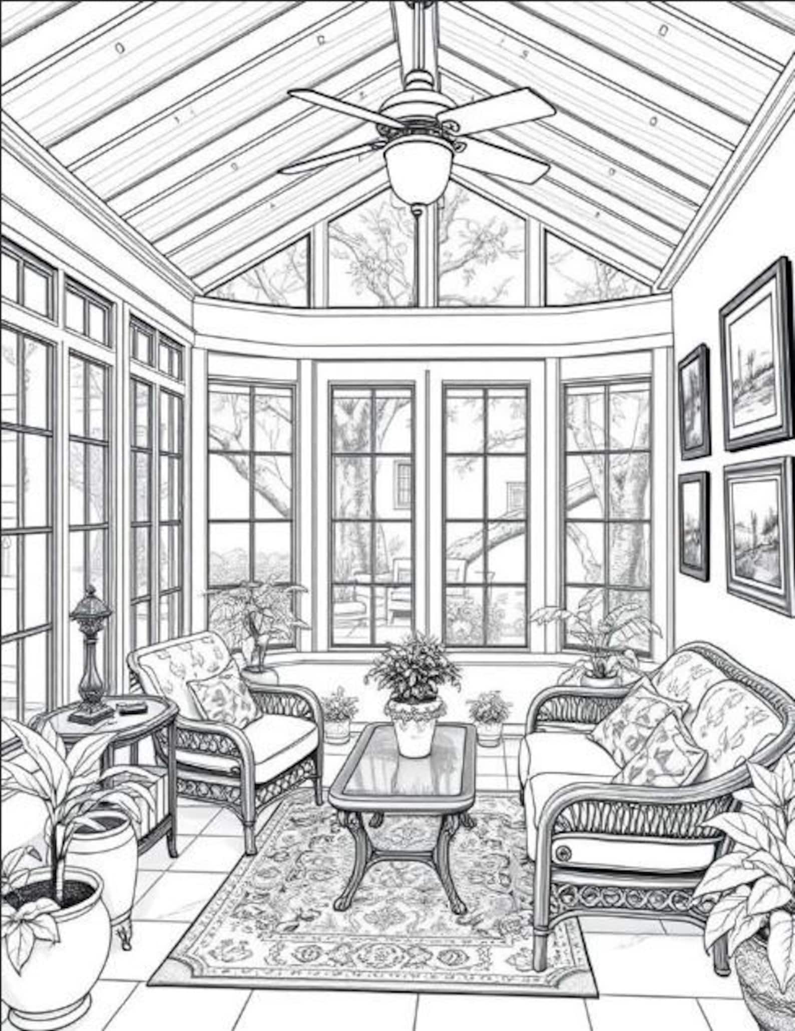 Home Design Coloring Pages, Digital Coloring Pages, Home Interior ...