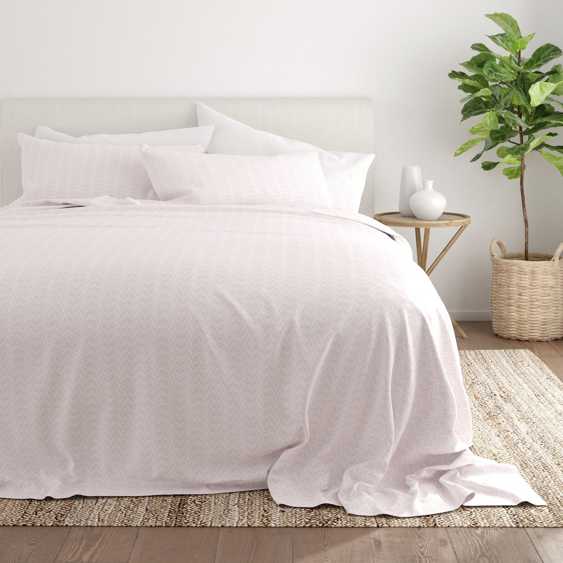 Classic in Pink Patterned 4 Piece Sheet Set - Etsy