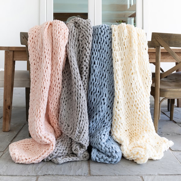Chunky Knit Blanket - Etsy