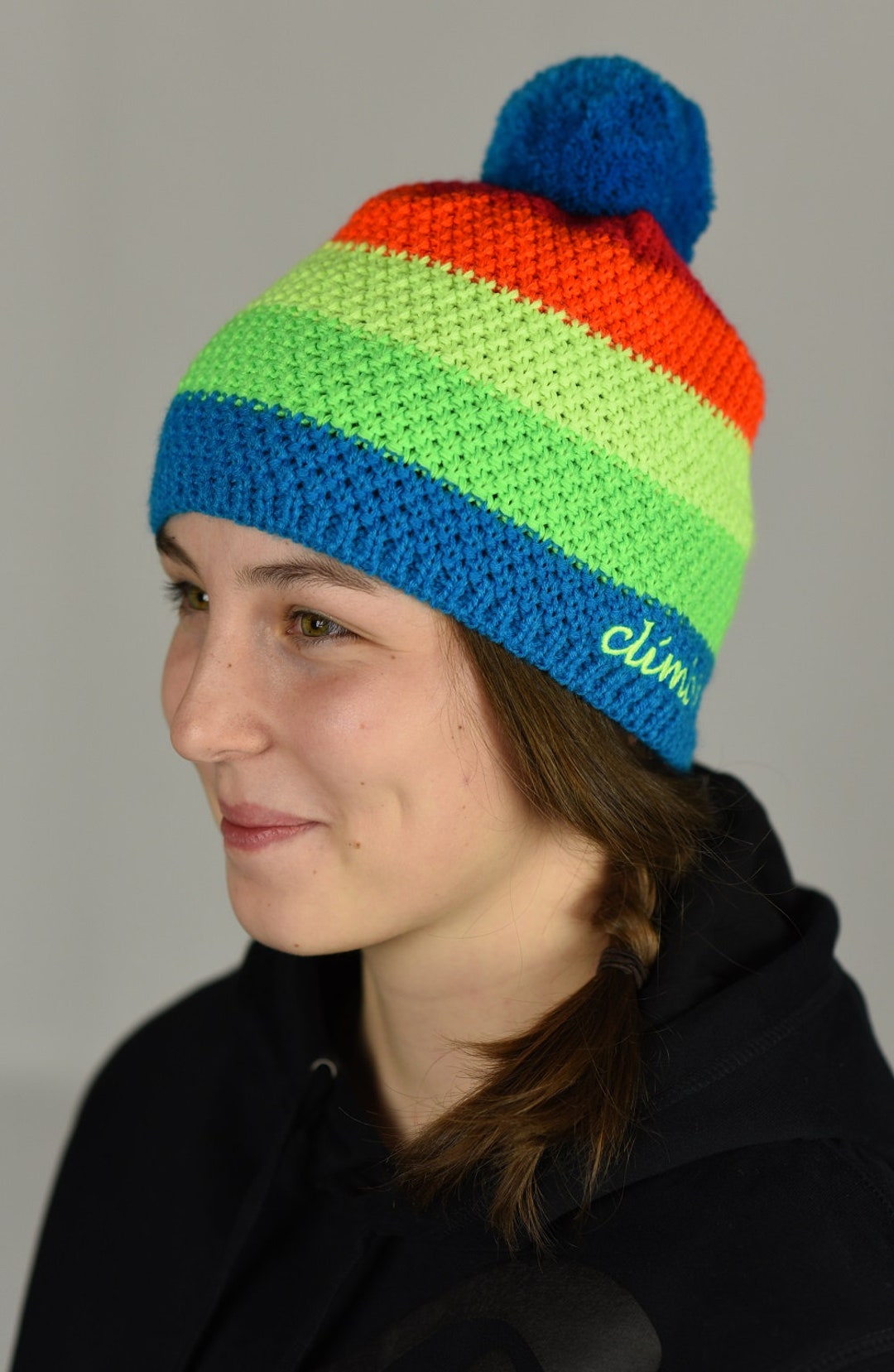RAINBOW Knitted Beanie With Microfleece for Children and - Etsy