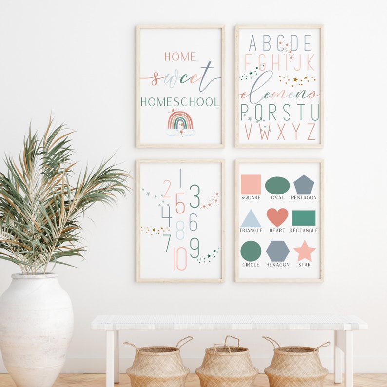 Colorful Rainbow Watercolor Alphabet ABC Printable Poster for Classroom ...
