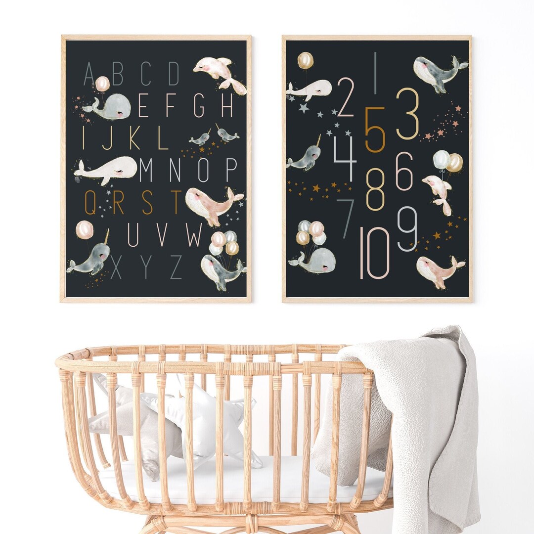 MAILED PRINT Beluga Whale Watercolor Alphabet ABC 123 Poster for School ...