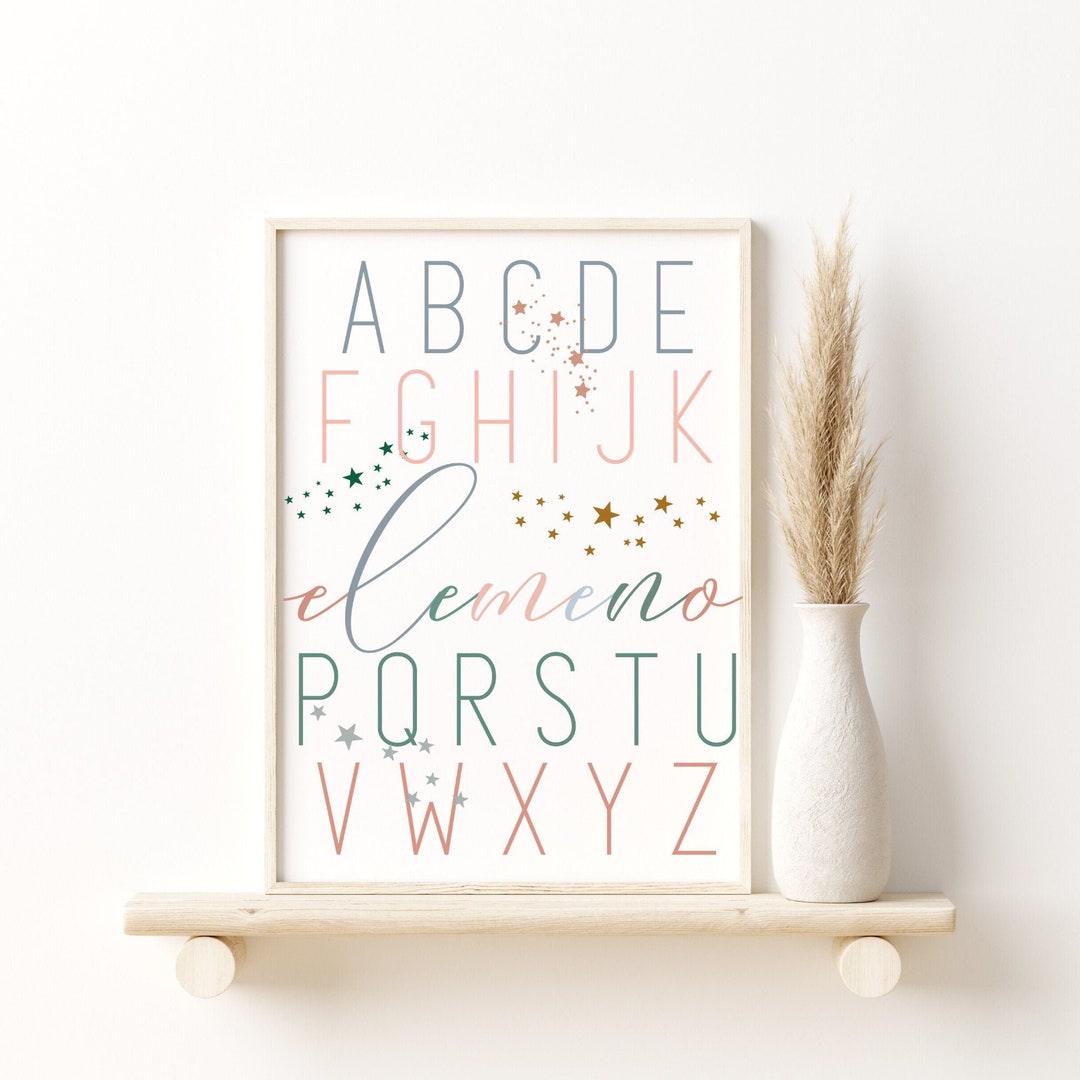 Colorful Rainbow Watercolor Alphabet ABC Printable Poster for Classroom ...