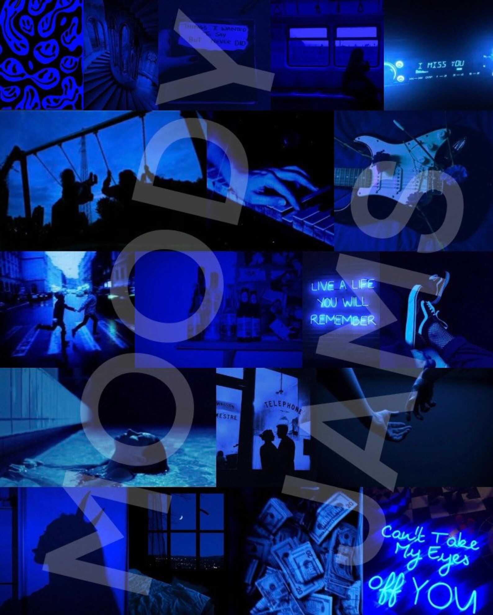 Dark Blue Mood Board/ Picture Pack | Etsy