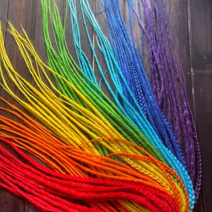 Rainbow Set of Dreadlocks Mix Dreadlocks and Braids Bohemian Hair Style ...