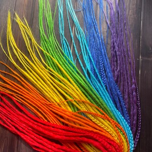 Rainbow Set of Dreadlocks Mix Dreadlocks and Braids Bohemian Hair Style ...